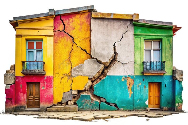 A Devastating Earthquake Collapsed Building Corner and Ground ...