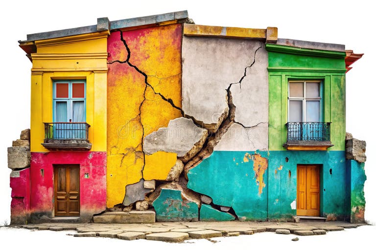 A Devastating Earthquake Collapsed Building Corner and Ground ...