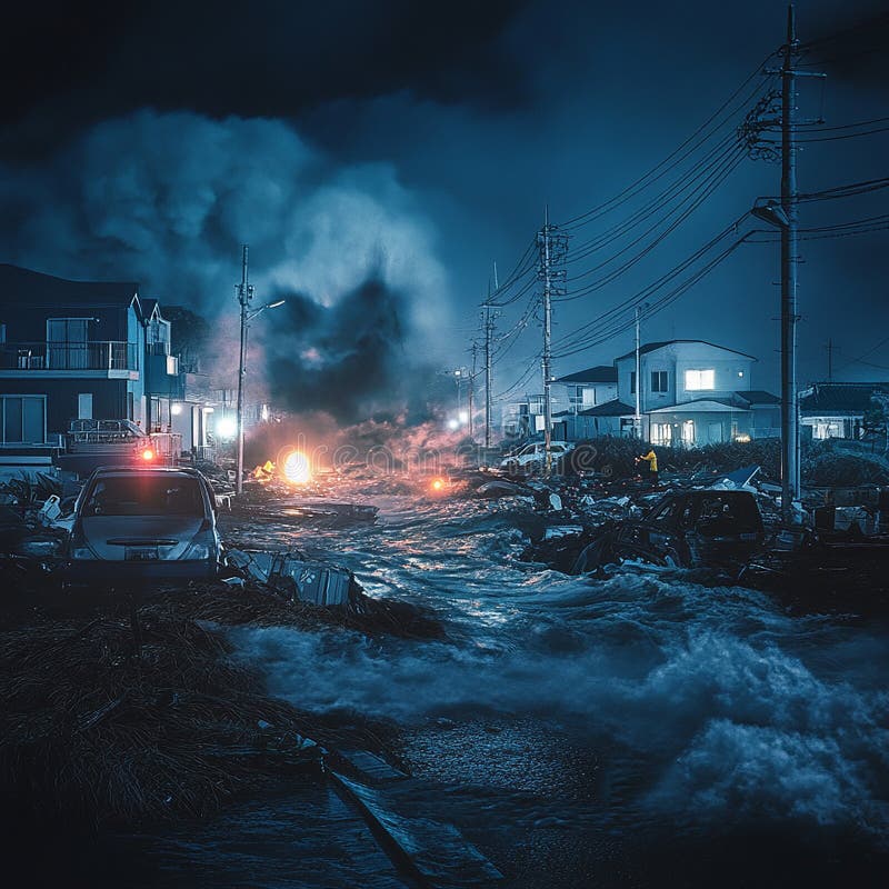 Devastating Effects of a Tsunami Disaster on Coastal Areas" Stock ...