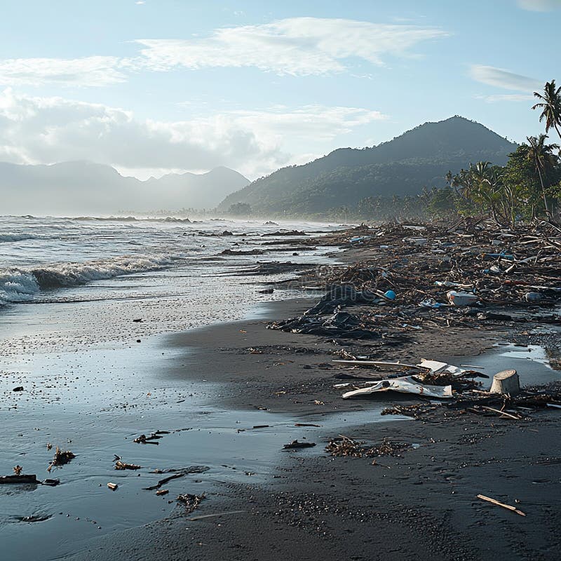 Devastating Effects of a Tsunami Disaster on Coastal Areas" Stock ...