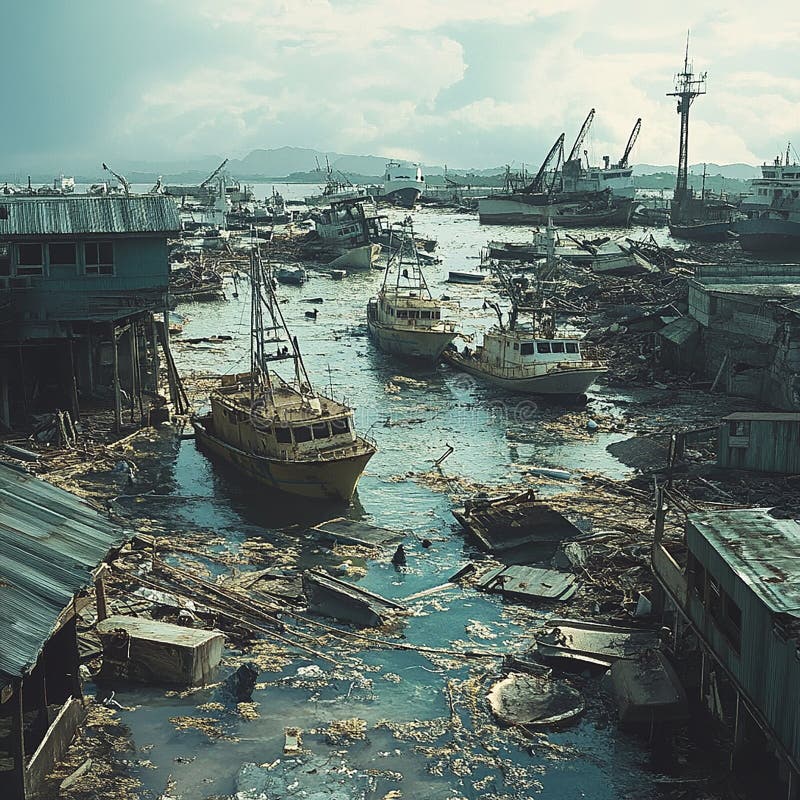 Devastating Effects of a Tsunami Disaster on Coastal Areas" Stock ...