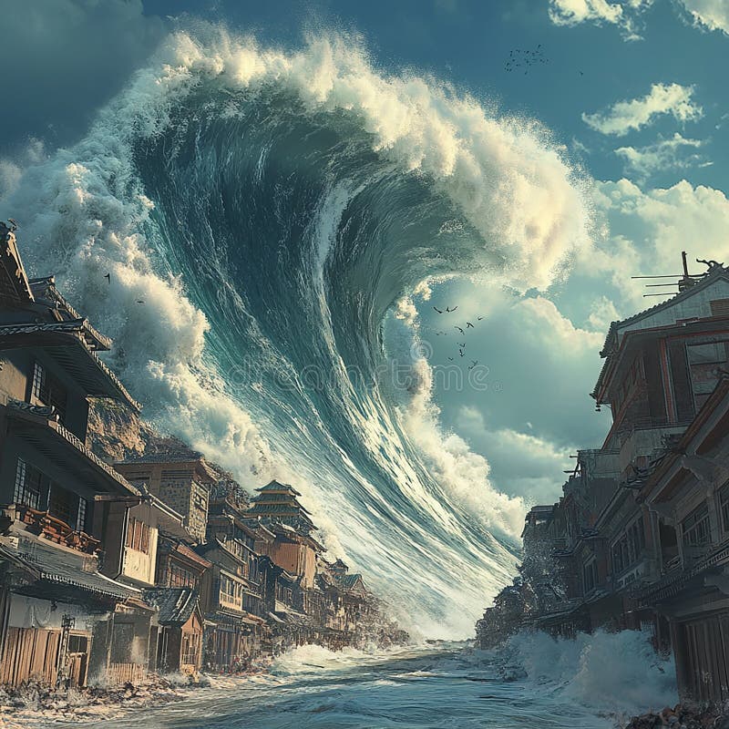 Devastating Effects of a Tsunami Disaster on Coastal Areas" Stock ...