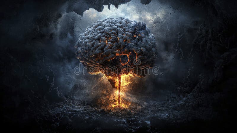 Devastating Explosion of a Nuclear Brain Underground Cavern Digital Art ...