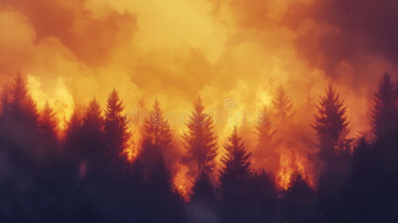 Devastating Fire Engulfs Forest and Creates Thick Smoke Under a Warm ...
