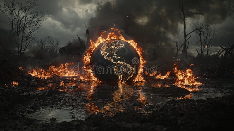 Devastating Fires and Floods Surrounding Earth Symbolic Representation ...