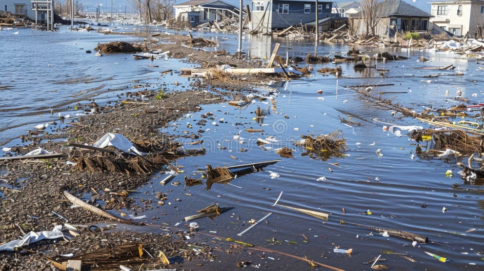 Devastating Flood Aftermath in Residential Area Stock Image - Image of ...