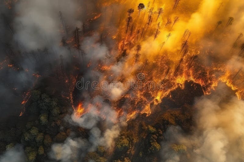 Devastating Forest Fire from Above Stock Illustration - Illustration of ...