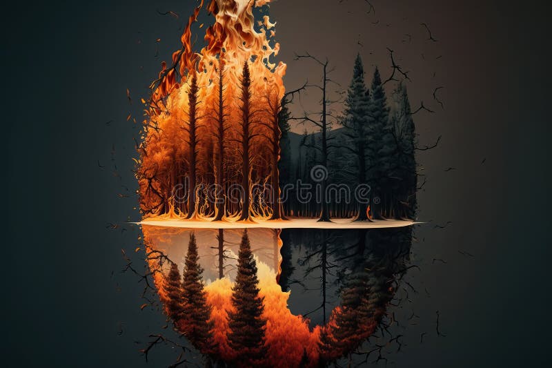 Devastating Forest Fire. Ecological Disaster Concept Stock Illustration ...