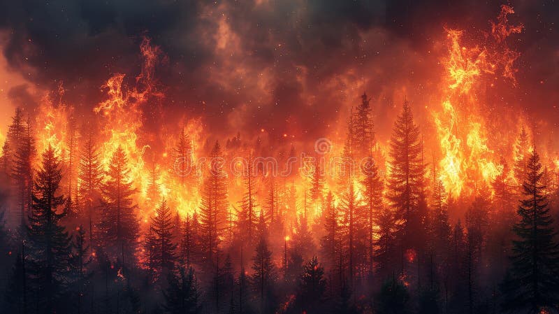 Devastating Forest Fire Engulfing Trees Stock Photo - Image of blaze ...