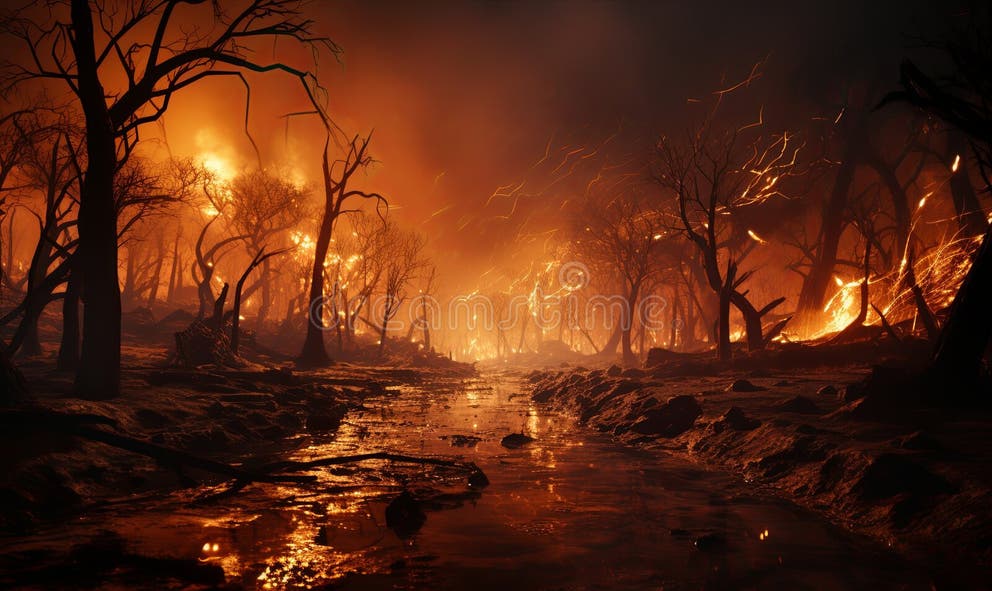 Devastating Forest Fire Engulfing Trees Stock Image - Image of burning ...