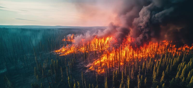 Devastating Forest Fire Engulfing Trees with Thick Smoke and Flames in ...