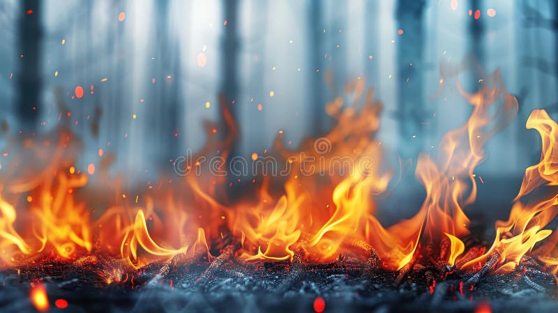 A Devastating Forest Fire Engulfs Trees, Creating Thick Smoke and ...