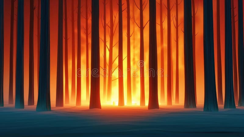 A Devastating Forest Fire Engulfs Trees, Creating Thick Smoke and ...