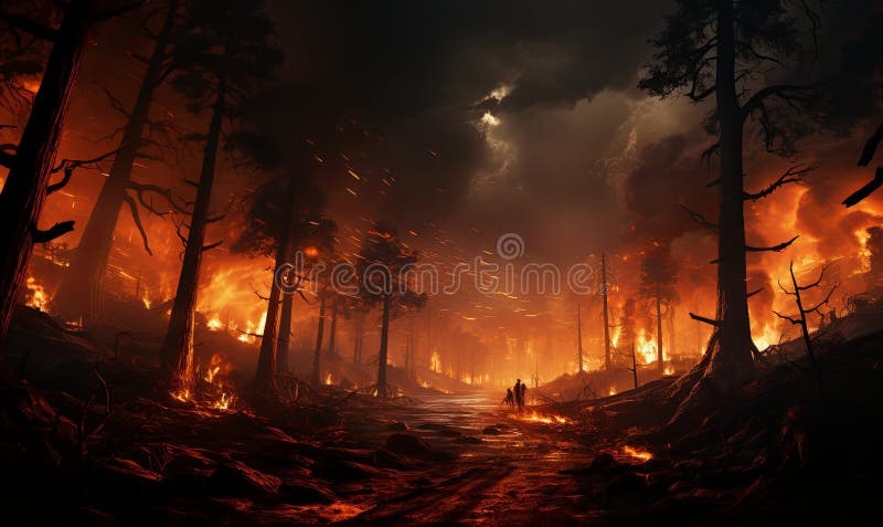 Devastating Forest Fire Engulfs Trees Stock Photo - Image of ...