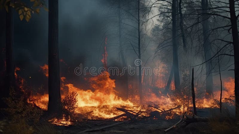 Devastating Forest Fire Engulfs Trees. Stock Image for News Articles ...