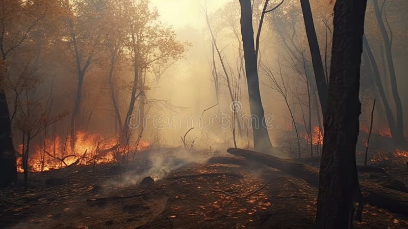 Devastating Forest Fire Engulfs Trees. Stock Image for News Articles ...