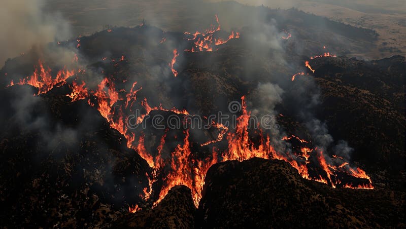 Devastating Forest Fire with Raging Flames and Billowing Smoke Creating ...