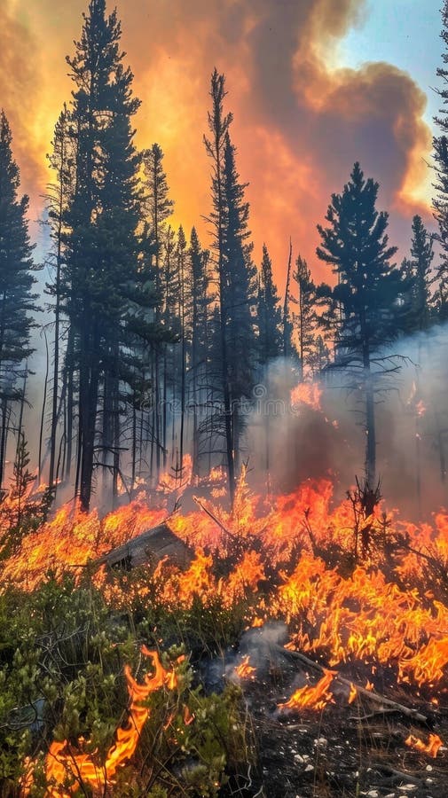 A Devastating Forest Fire Raging through the Wilderness, Consuming ...