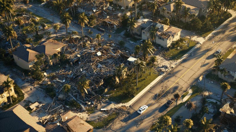 Devastating Hurricane Damage in Residential Neighborhood Aftermath ...