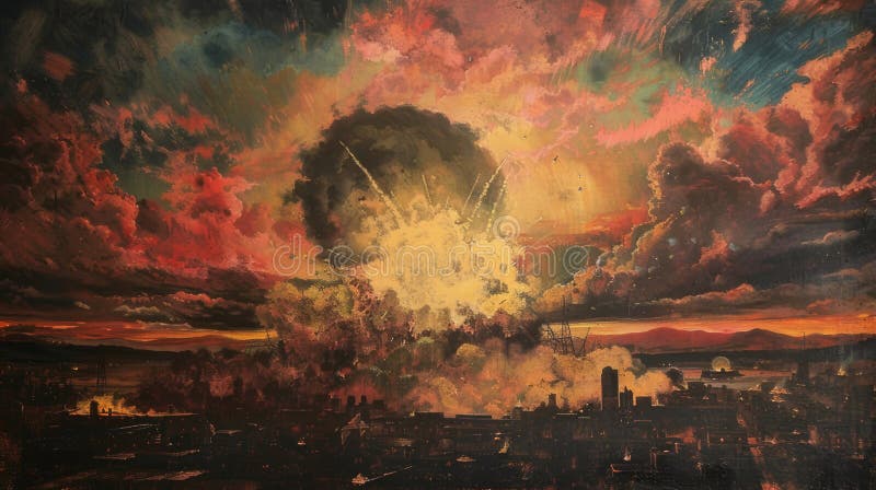 Devastating Moment: Hiroshima Engulfed by Atomic Blast, Artistically ...