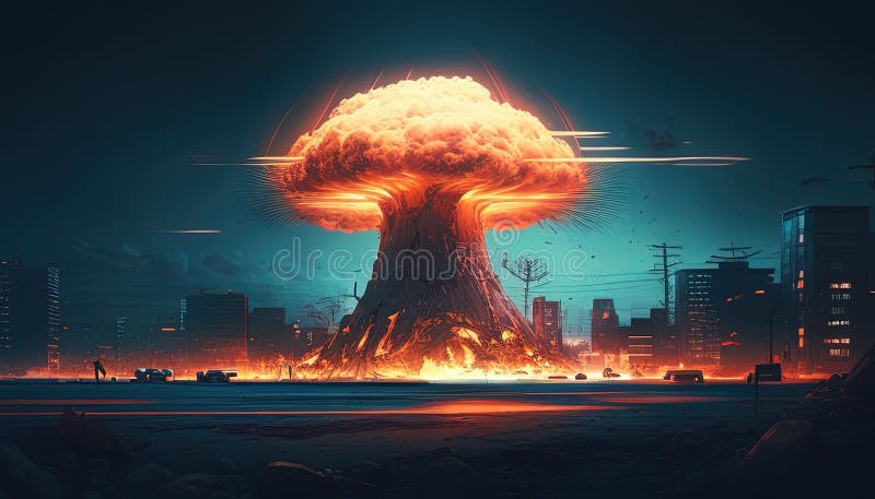 Devastating Moment of Nuclear Bomb Impact, Leaving Destruction and Ruin ...