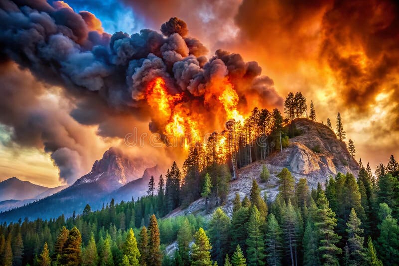 Devastating Mountain Forest Fire a Powerful Visual of Wildfire ...