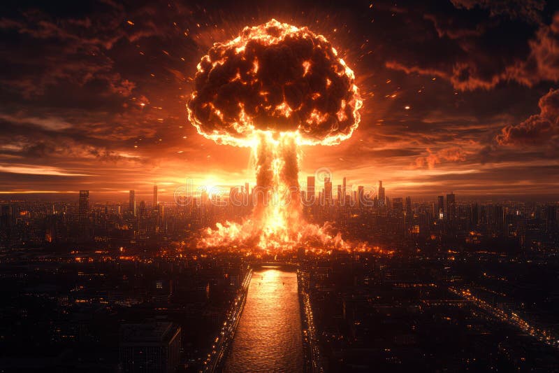 Devastating Mushroom Cloud Over City Skyline: Aftermath of Nuclear ...