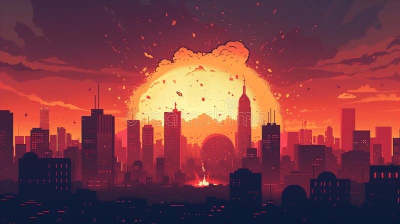 Devastating Nuclear Explosion in Modern City Stock Photo - Image of ...
