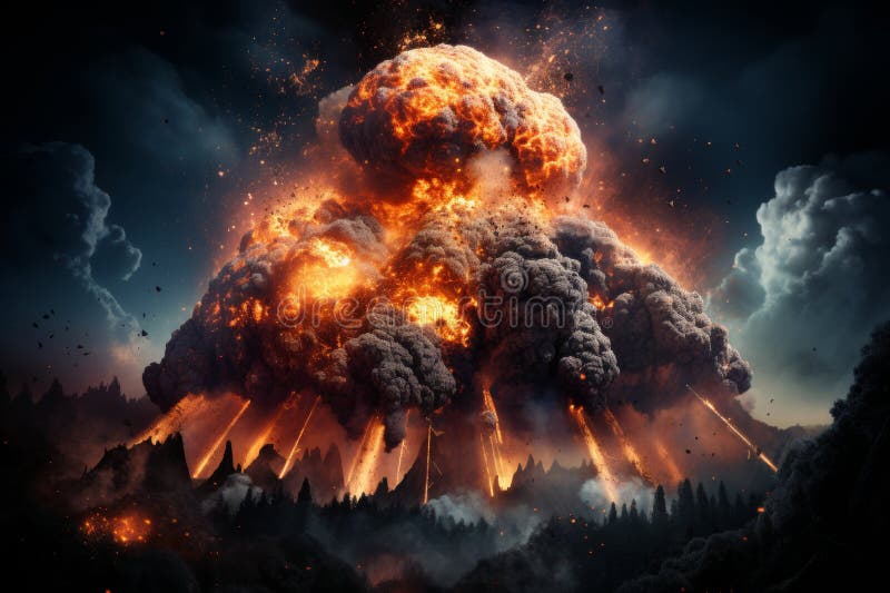 Devastating Nuclear Explosion on Planetary Surface with Fiery Red Edges ...