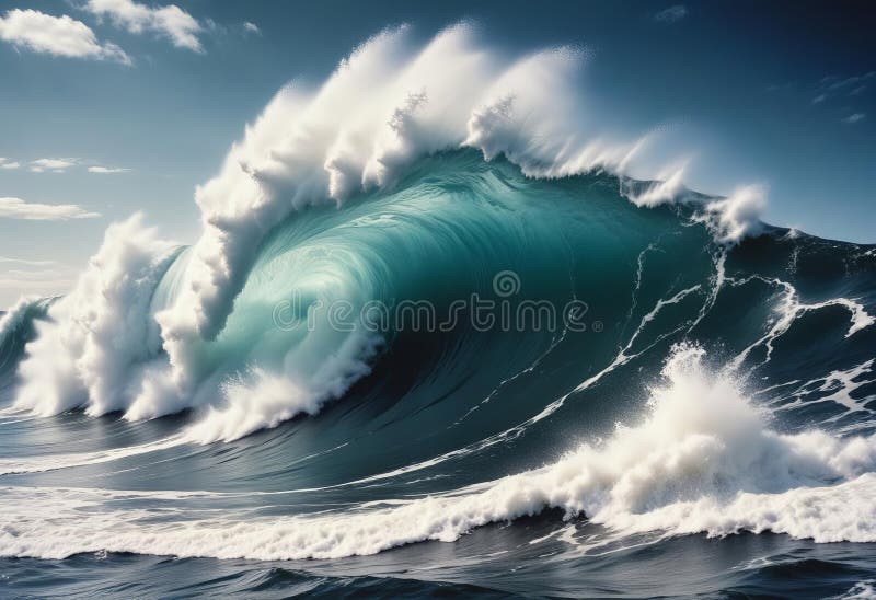 The Devastating Power of a Tsunami Stock Illustration - Illustration of ...