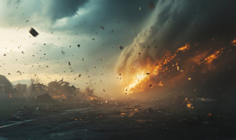 Devastating Tornado Unleashes Destruction on Rural Landscape with Fiery ...