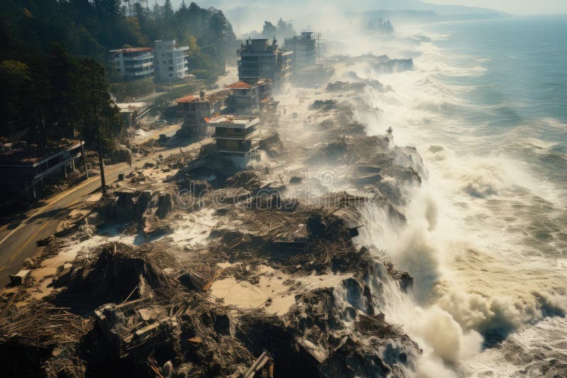Devastating Tsunami, Portraying the Immense Destruction and Chaos Left ...