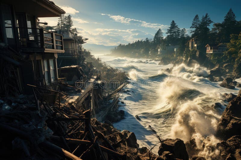 Devastating Tsunami, Portraying the Immense Destruction and Chaos Left ...