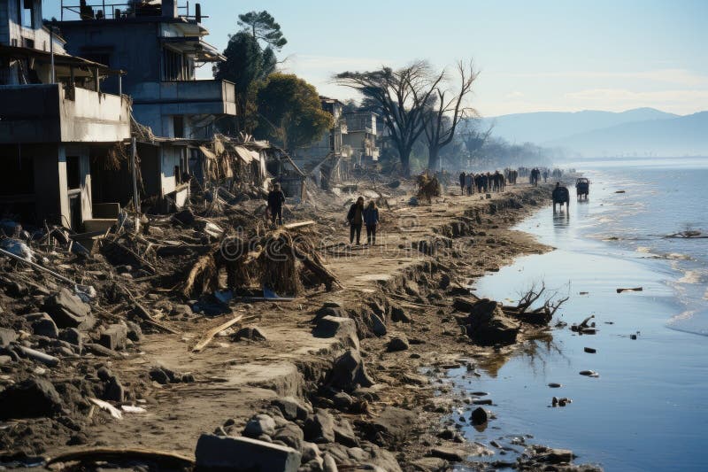 Devastating Tsunami, Portraying the Immense Destruction and Chaos Left ...