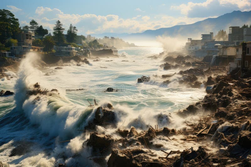 Devastating Tsunami, Portraying the Immense Destruction and Chaos Left ...