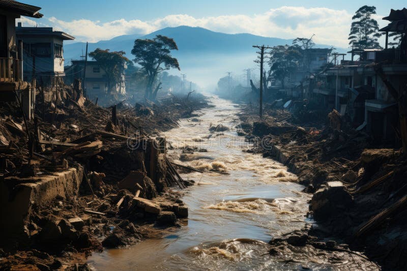 Devastating Tsunami, Portraying the Immense Destruction and Chaos Left ...