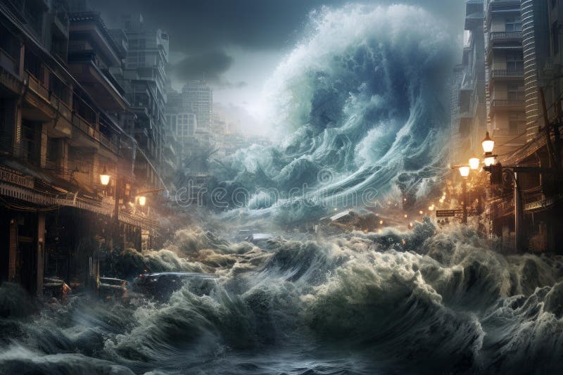 Devastating Tsunami, Portraying the Immense Destruction and Chaos Left ...