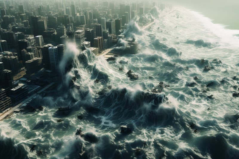Devastating Tsunami, Portraying the Immense Destruction and Chaos Left ...