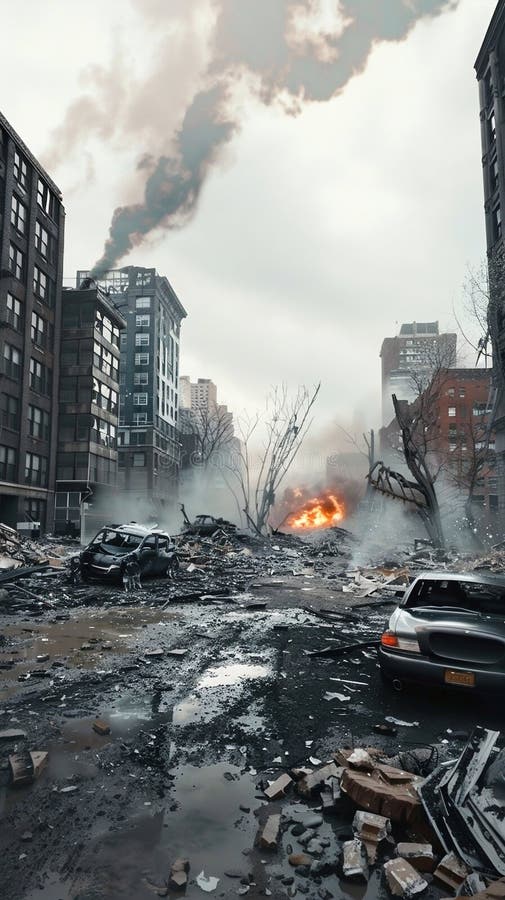 Devastating Urban Fire Aftermath in a Modern City. Generative Ai Stock ...