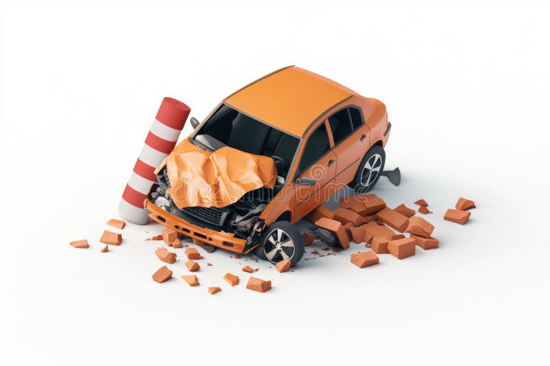 Devastating Vehicle Crash, Isometric 3D Illustration of Car Collision ...