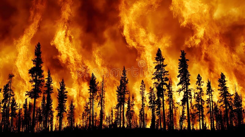 Fiery Forest Inferno stock illustration. Illustration of trees - 369430348