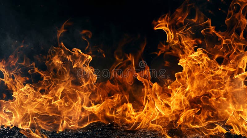 Intense Flames Engulfing a Dark Background Stock Photo - Image of ...