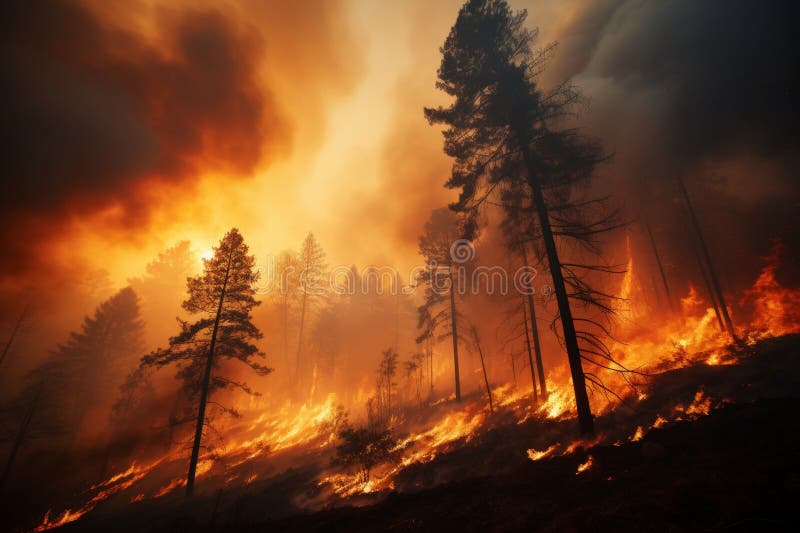 Devastating Wildfire Raging through Dense Forest, Posing Grave ...