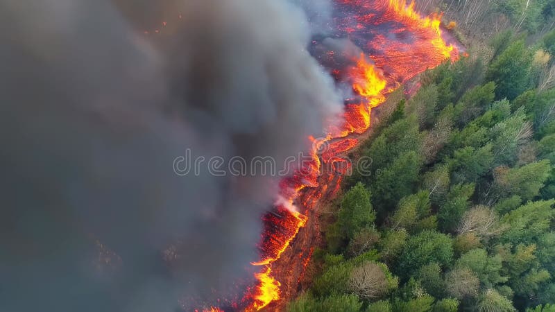 Wildfire Burning through Forest, Creating Dense Smoke Stock Video ...