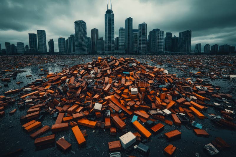 Devastation Amongst the Clouds: Debris of a Destroyed Building ...