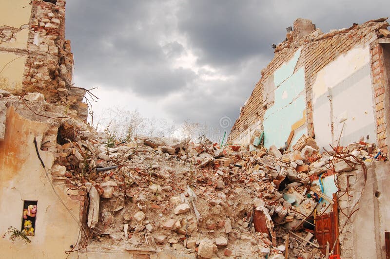 The Devastation Caused by the Earthquake Stock Photo - Image of town ...