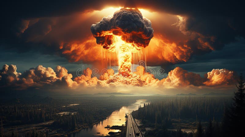 The Devastation and Horror of a Nuclear Explosion. Generative AI Stock ...