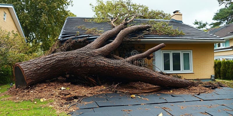 Devastation after Severe Storm Uprooted Tree Crashes Onto House Roof ...