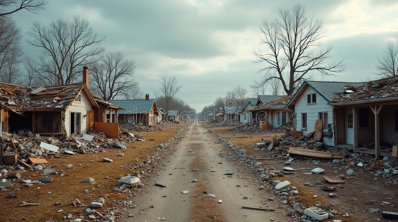 Devastation in a Small Town after a Powerful Storm Hits Stock ...