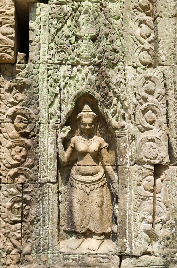Devata, Low Relief in Angkor Stock Photo - Image of attraction ...